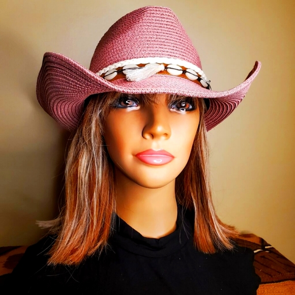 Accessories | Pink Cowgirl Hat With Cowrie Shells | Poshmark